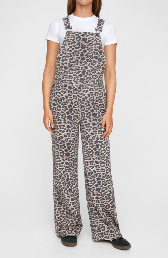 Nasty Gal Leopard Print Denim Overalls - ShopStyle