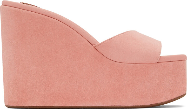 Alaia Pink Platform Wedge Mules - ShopStyle
