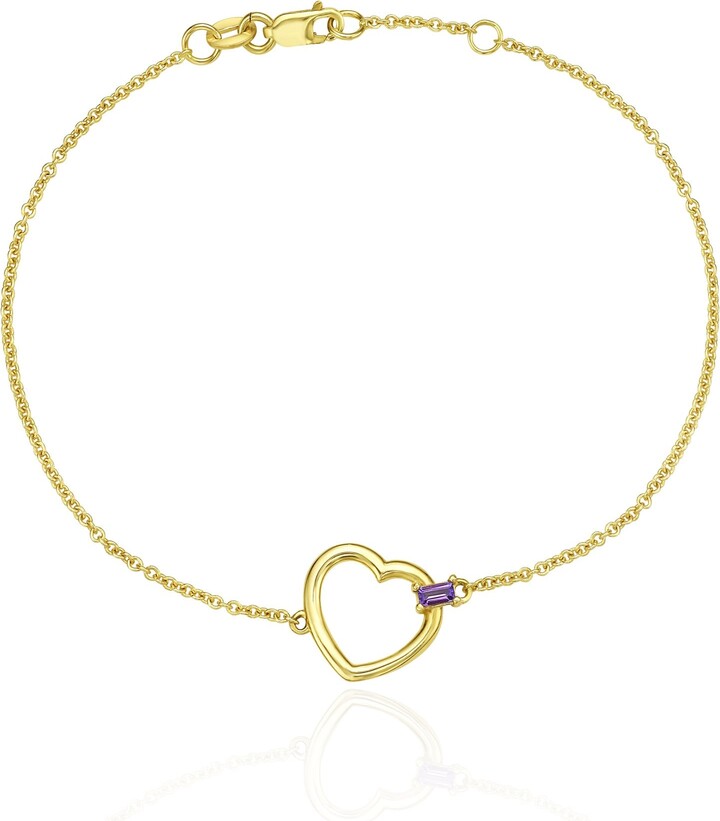 The Lovery Baguette Amethyst Open Heart Bracelet - ShopStyle