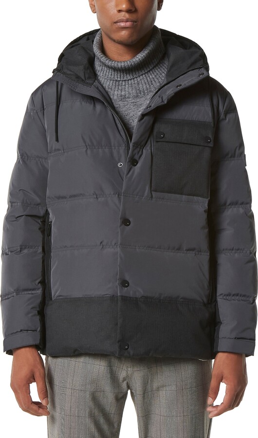 Andrew Marc Men's Halifax Fabric Blocked Quilted Hooded Trucker Jacket ...