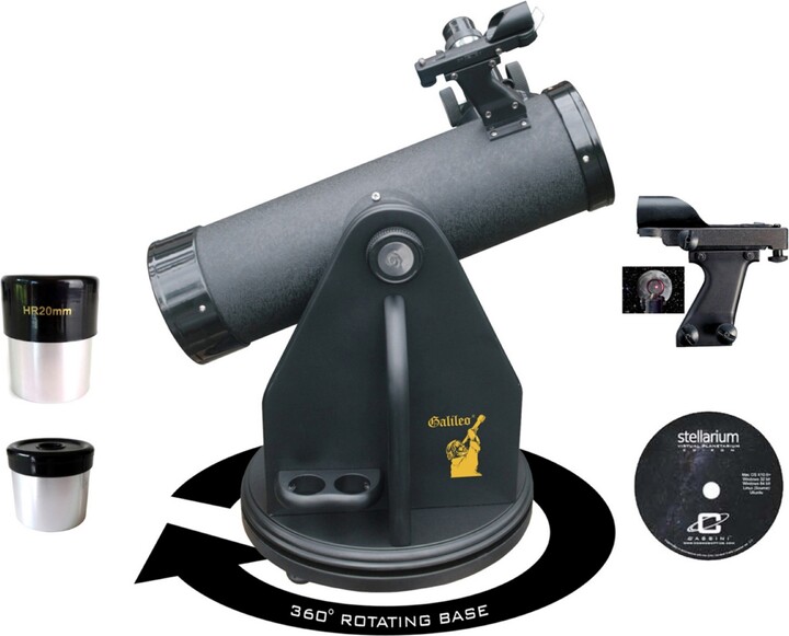 Galileo 500 X 80 Swivel Base Dobsonian Table Top Telescope and Red Dot ...