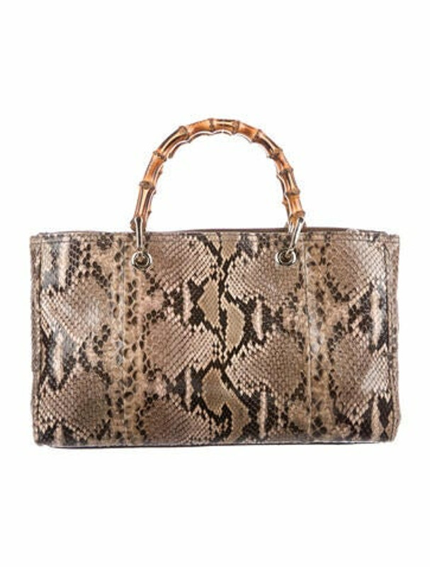 Gucci Medium Python Bamboo Shopper Tote Brown - ShopStyle