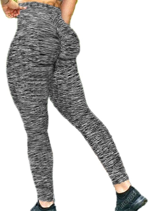 Riojoy Women Anti Cellulite Gym Waffle Leggings High Waist Yoga Pants
