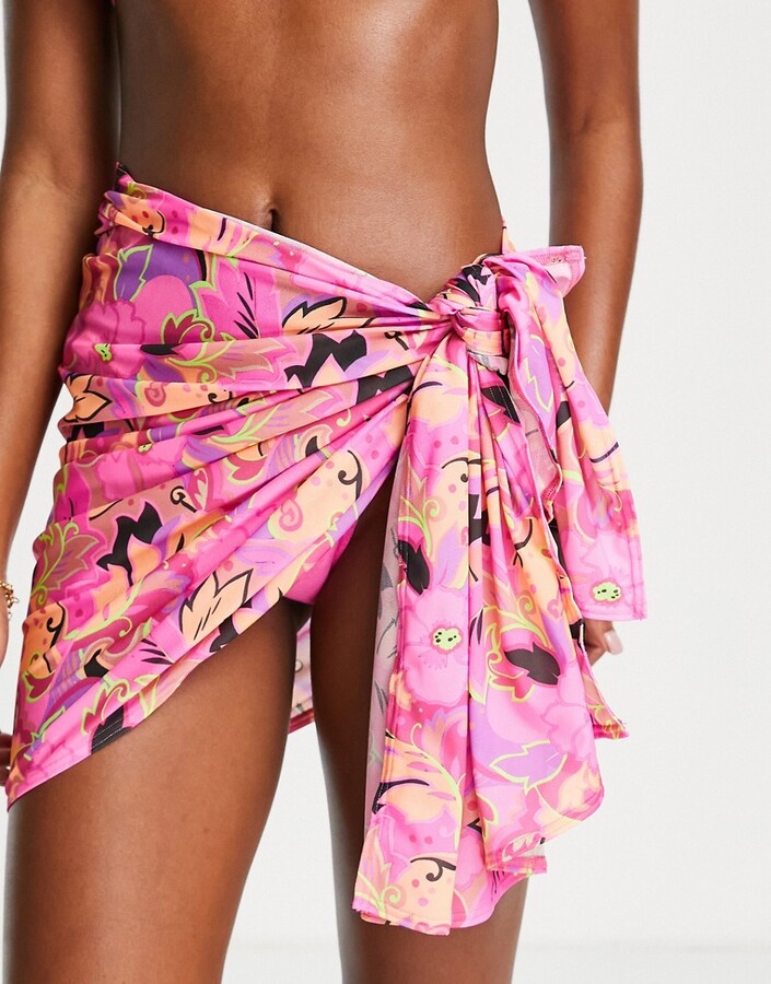 ASOS DESIGN beach sarong in bold floral print - ShopStyle Swimsuit Coverups