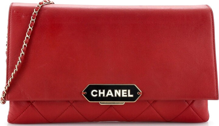 Chanel Retro Label Chain Clutch Quilted Lambskin - ShopStyle
