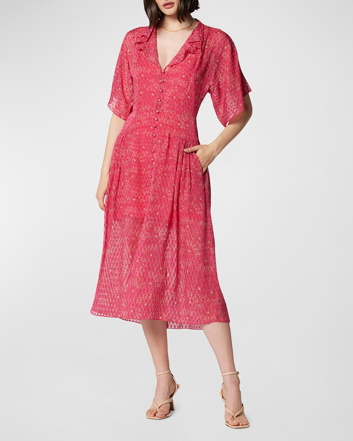 Equipment Samia Floral-Print Split-Sleeve Midi Dress - ShopStyle