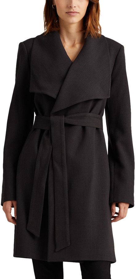 Lauren Ralph Lauren Belted Drape Front Coat - ShopStyle