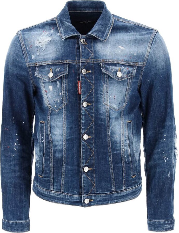 DSQUARED2 distressed denim dan jacket - ShopStyle