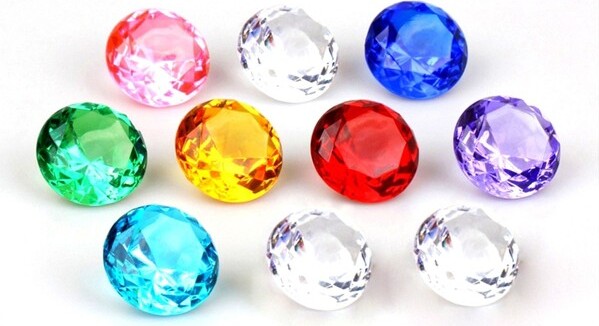 Insten 12 Pack Colorful Diamond Shaped Crystal Jewels Pirate Treasure ...