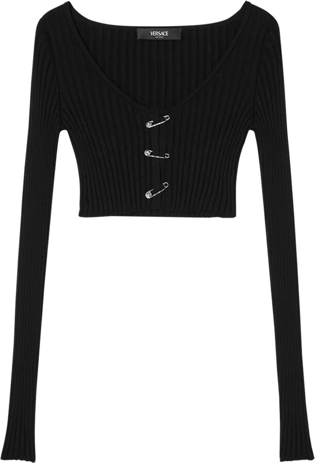Versace Safety Pin cropped cardigan - ShopStyle