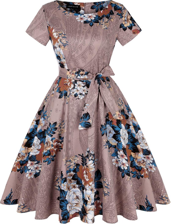 MINTLIMIT Women's Vintage Flower Audrey Dress 1950s Retro Cocktail ...