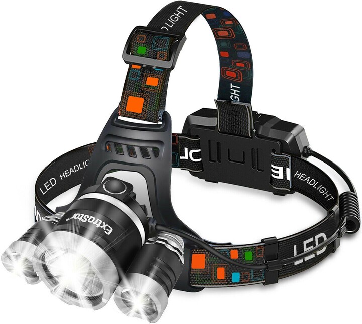 ExtraStar LED Headlight Torch, 18650 Rechargeable Batteries Included ...