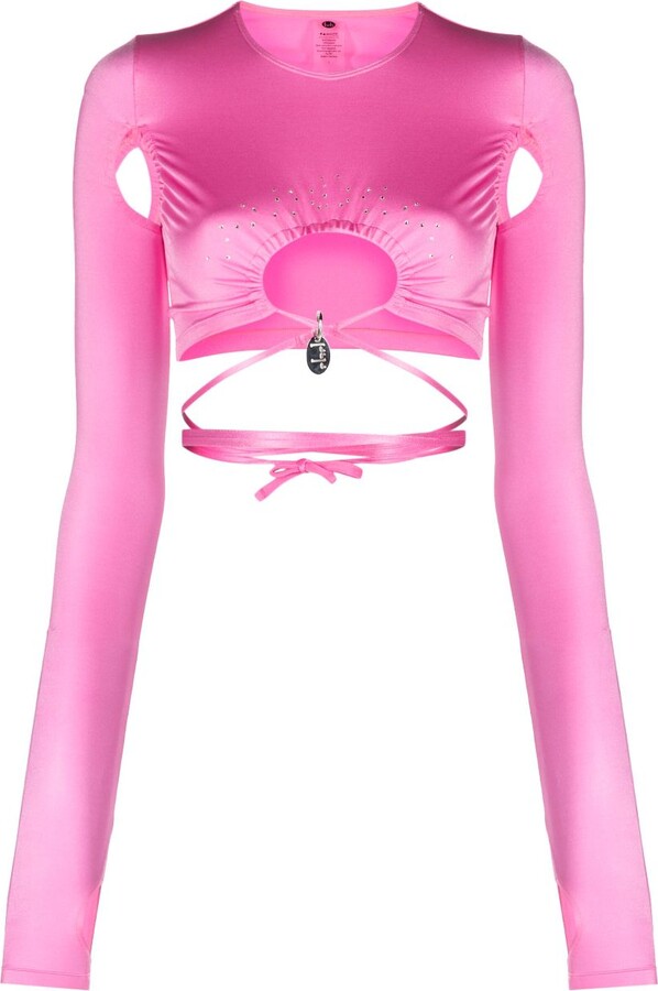 hrh Pink Crystal Cut-Out Rash Guard Top - ShopStyle Swimwear
