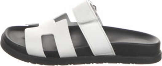 Hermes Leather Colorblock Pattern Slides - ShopStyle