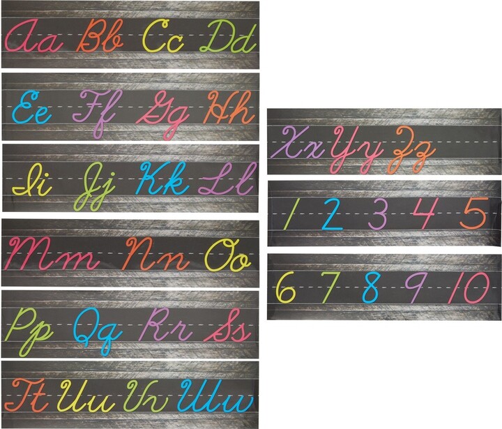 Bright Creations 9 Pack Cursive Alphabet Wall Strip, Numbers Bulletin ...