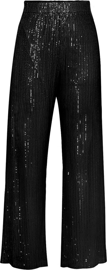 FeMereina Women Sparkle Pants Sequin High Waist Jogger Pants Glitter ...