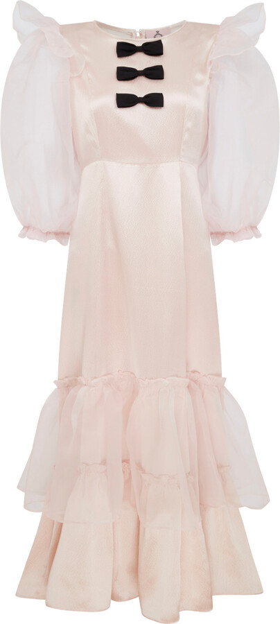 Lisa The Label - Bow Belle Silk Cloud Puff Dress - White - ShopStyle