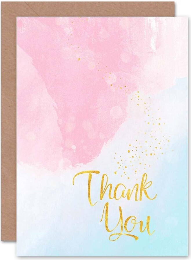 Artery8 Thank You Card Gold Lettering Texture Bright Typography ...