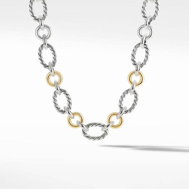 David Yurman Cable and Smooth Chain Link Necklace in Sterling Silver ...