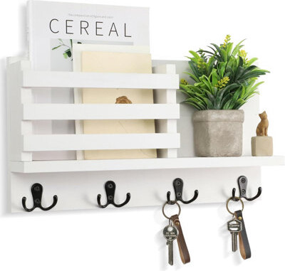 Textiles Hub Mail Holder For Wall Rustic Mail Organizer With Key Hooks ...