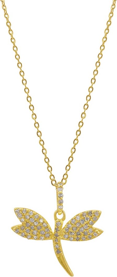 Diamond Select Cuts 14K Over Silver 0.25 Ct. Tw. Diamond Dragonfly ...