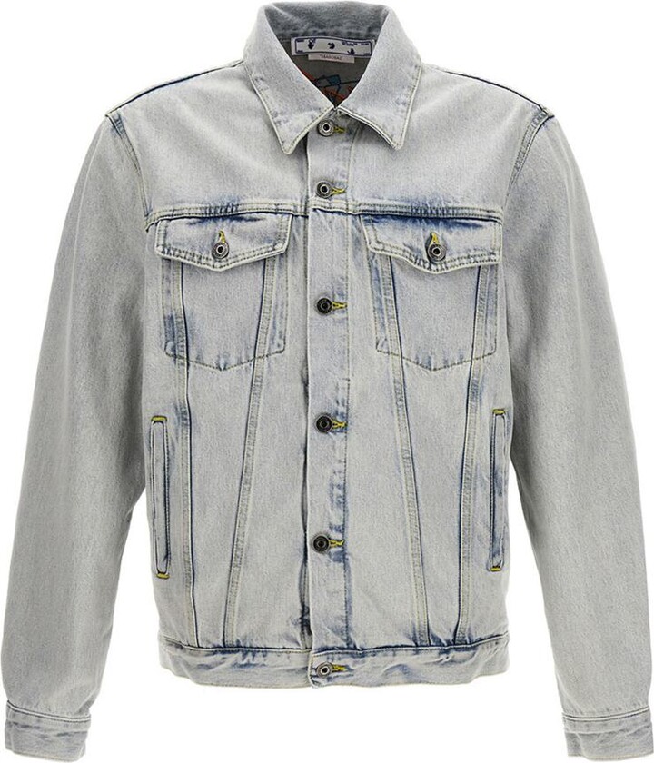 Off-White 'Graffiti Emb Denim Skate J Extreme Bleach' jacket - ShopStyle