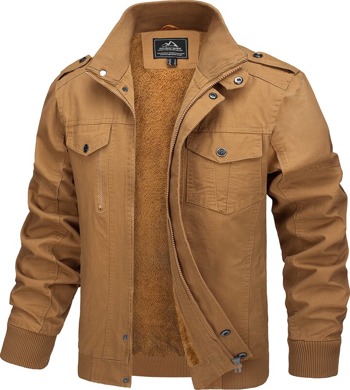 MAGCOMSEN Men's Jacket Winter Military Cargo Work Jacket 5 Pockets ...