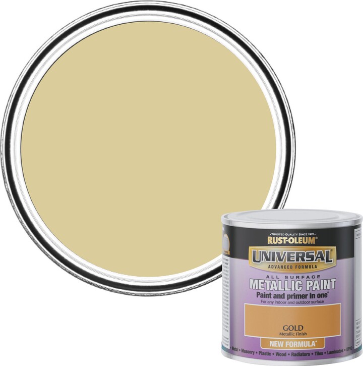Rust-Oleum Gold Universal Metallic All-Surface Paint 250ml Gold ...