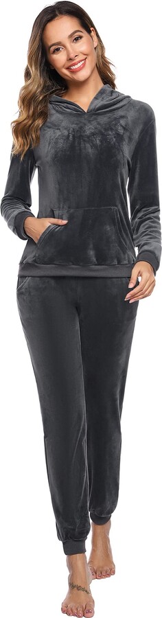 Hyppry Women Velour Tracksuit Set Velvet Sweatsuit Winter Ladies ...