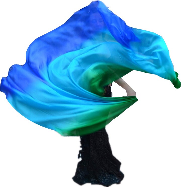 Winged Sirenny 3-Tone Flowy Luxury Bellydance Silk Scarf with Hand ...