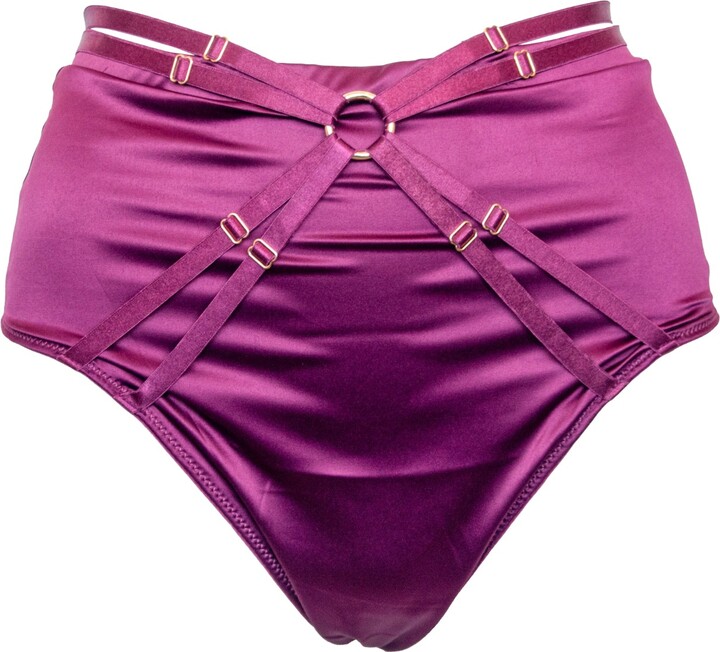 Lunalae - Rosie Satin Lingerie High Waist Bottom Magenta - ShopStyle ...