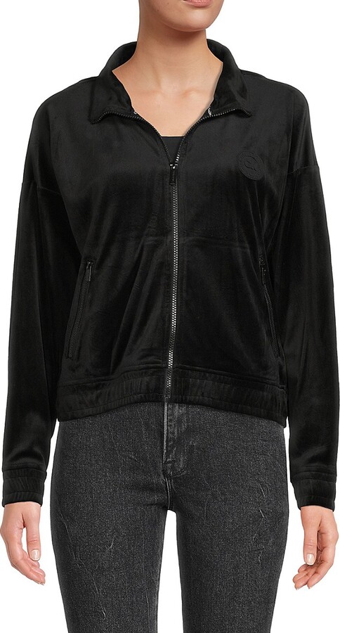 Calvin Klein Velour Zip Up Track Jacket - ShopStyle