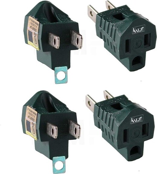Katzco 3-Prong to 2-Prong Grounding Adapter - 2 Piece for Wall Outlets ...