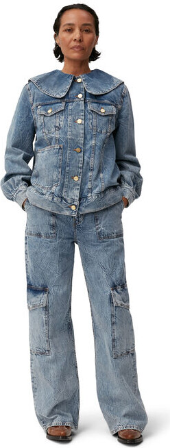 Ganni Oversized Crinkle Denim Jacket - ShopStyle