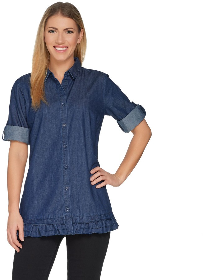 Joan Rivers Classics Collection Joan Rivers Lightweight Denim Shirt ...