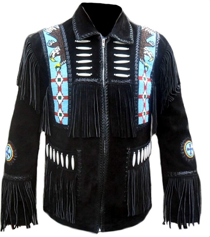 Genuine Cowboy Jacket Men Black Suede Western Leather Jacket Cowboys ...