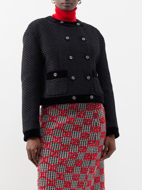 Gucci Interlocking G-button Tweed Jacket - ShopStyle