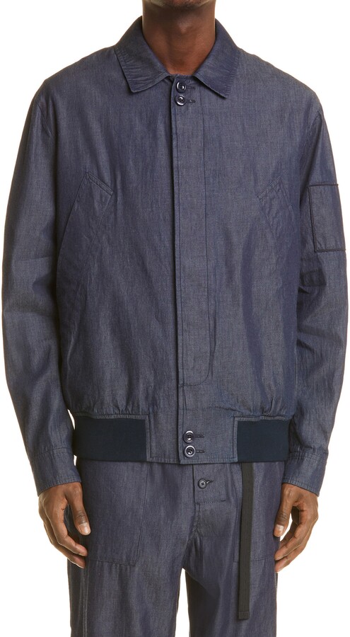 4SDESIGNS Split Raglan Sleeve Denim Bomber Jacket - ShopStyle