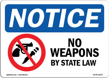 SignMission No Weapons by State Law Sign - ShopStyle Desks