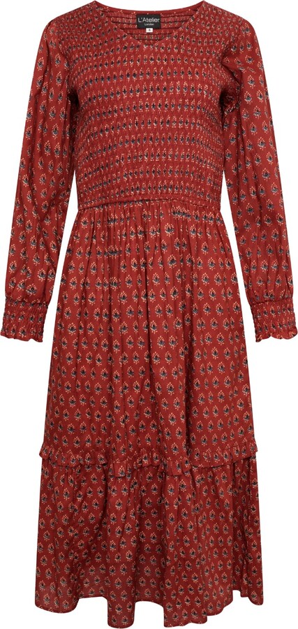 Latelier London Mabel Red Ditsy Cotton Midi Dress - ShopStyle