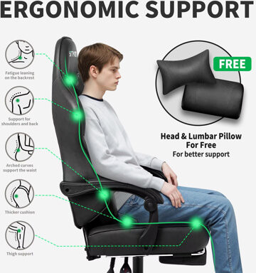 SITMOD Gaming Chair with Footrest, Ergonomic Computer Chair with Lumbar ...
