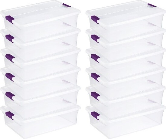 Sterilite 32 Qt ClearView Latch Storage Box, Stackable Bin with Latching Lid, Plastic Container ...