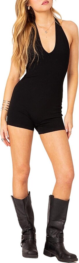 Edikted Melanie Ribbed Open Back Romper - ShopStyle