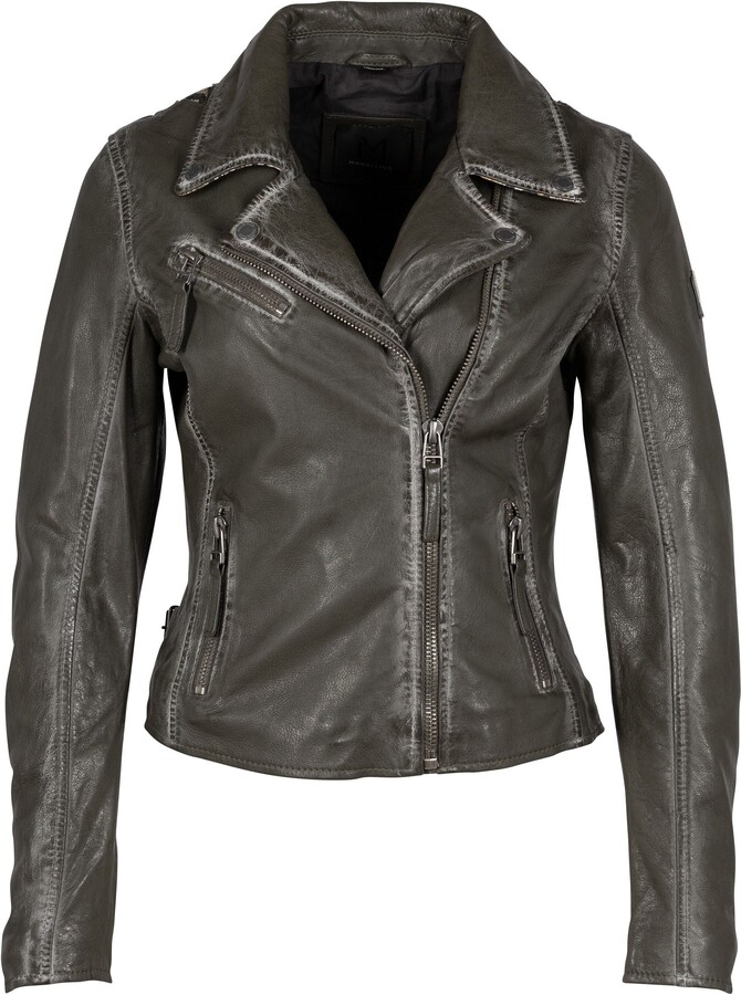 MAURITIUS Christy Rf Star Detail Leather Jacket, Olive Snake - ShopStyle