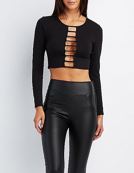 Charlotte Russe Caged Plunging Crop Top - ShopStyle