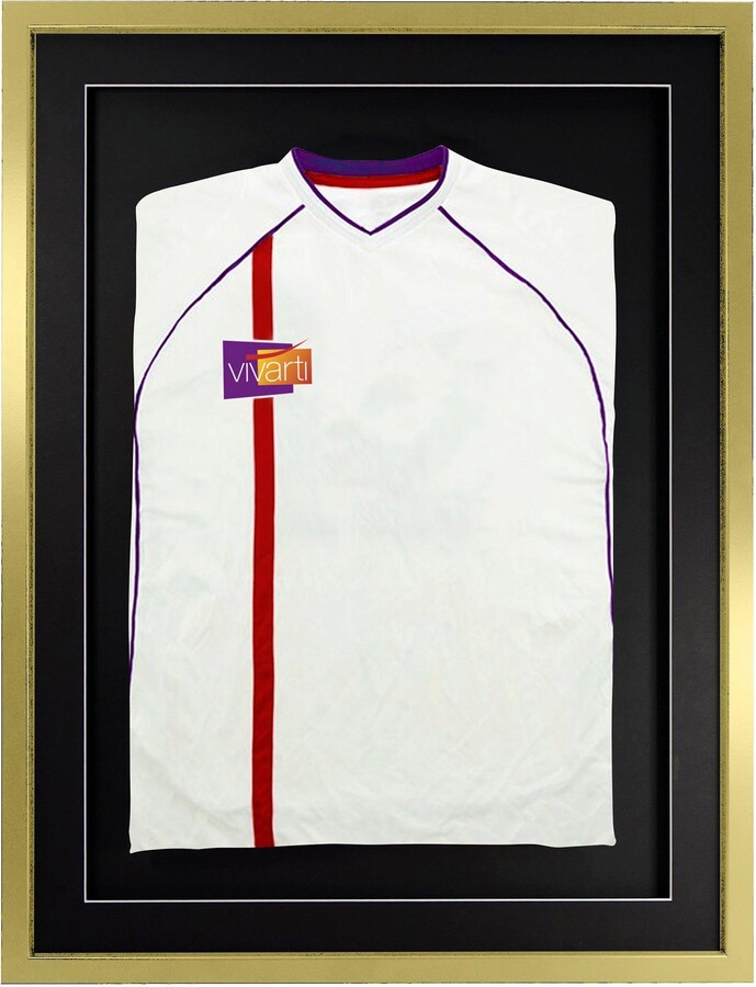 Vivarti 3D Mounted Sports Shirt Display Frame with Gold Frame and Black ...