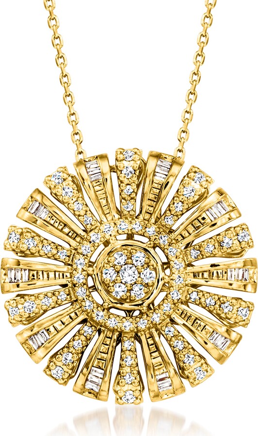 Ross-Simons Diamond Medallion Pendant Necklace in 18kt Gold Over ...