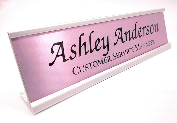 Etsy Personalized Desk Name Plate Nameplate Brushed Metallic Pink With ...
