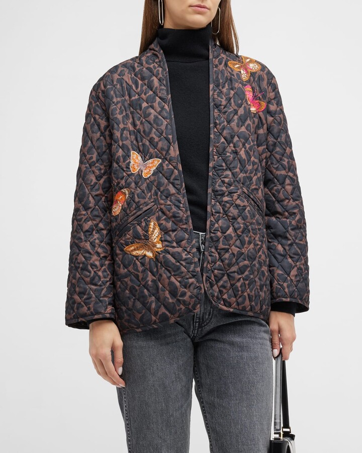 Johnny Was Embroidered Leopard-Print Quilted Jacket - ShopStyle
