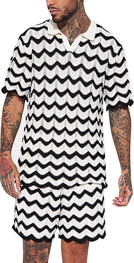 KOUZHAOA Striped Track Suit Men'S Classic Fit Black Suit Velour Track ...